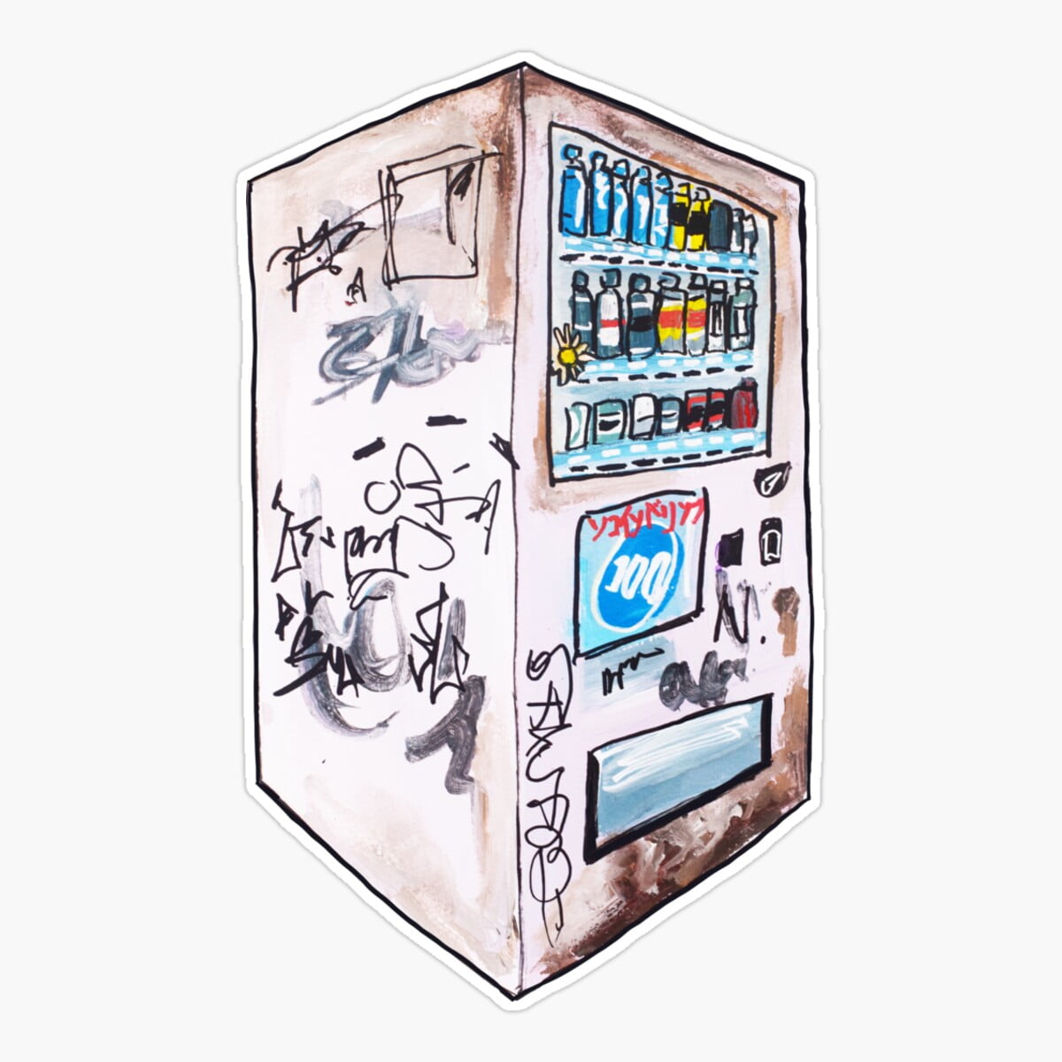 Maneki Vintage Grafitti Okinawa Vending Machine Sticker, Phone Decal ...