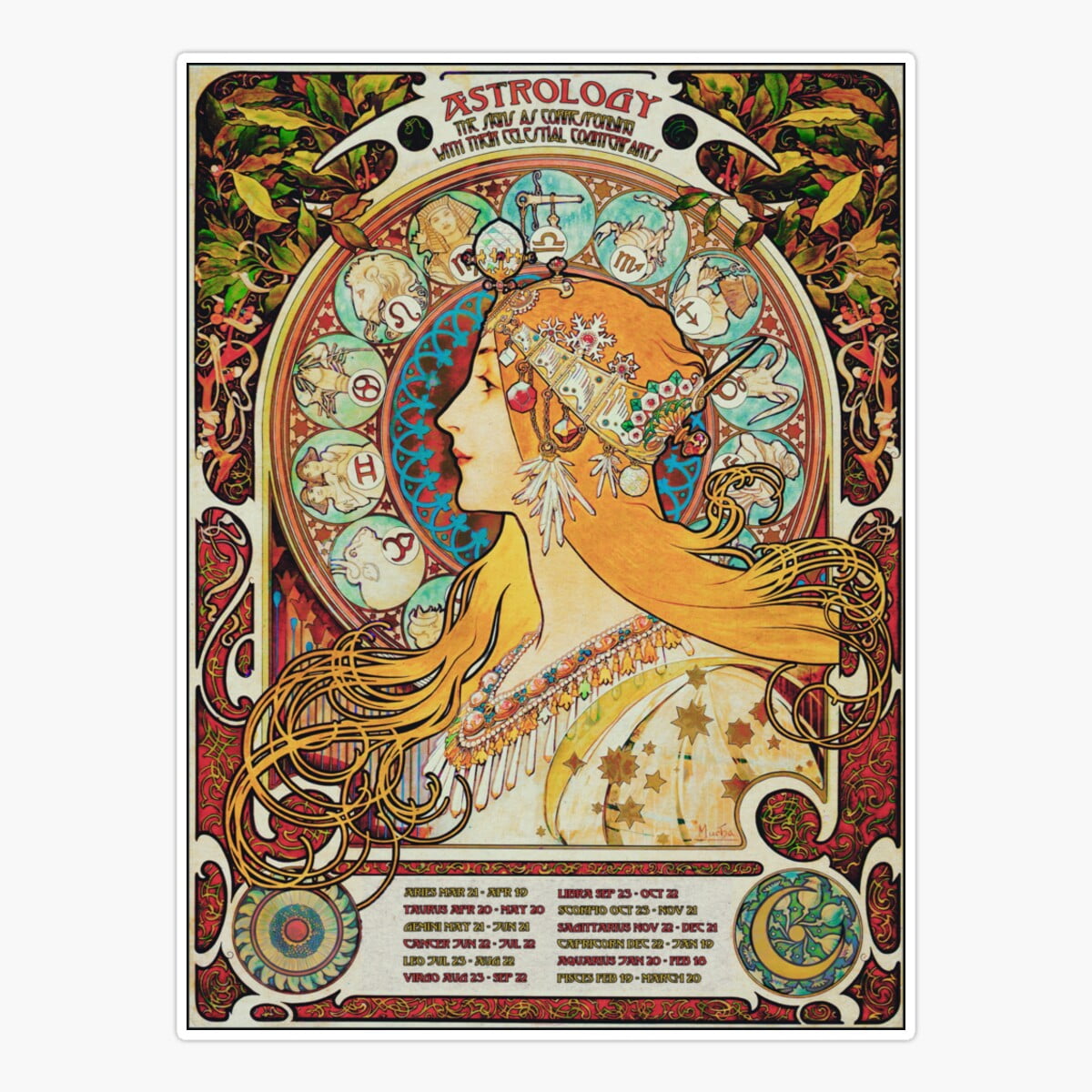 Maneki Vintage Gypsy Astrology Poster | Alphonse Mucha Sticker, Phone ...
