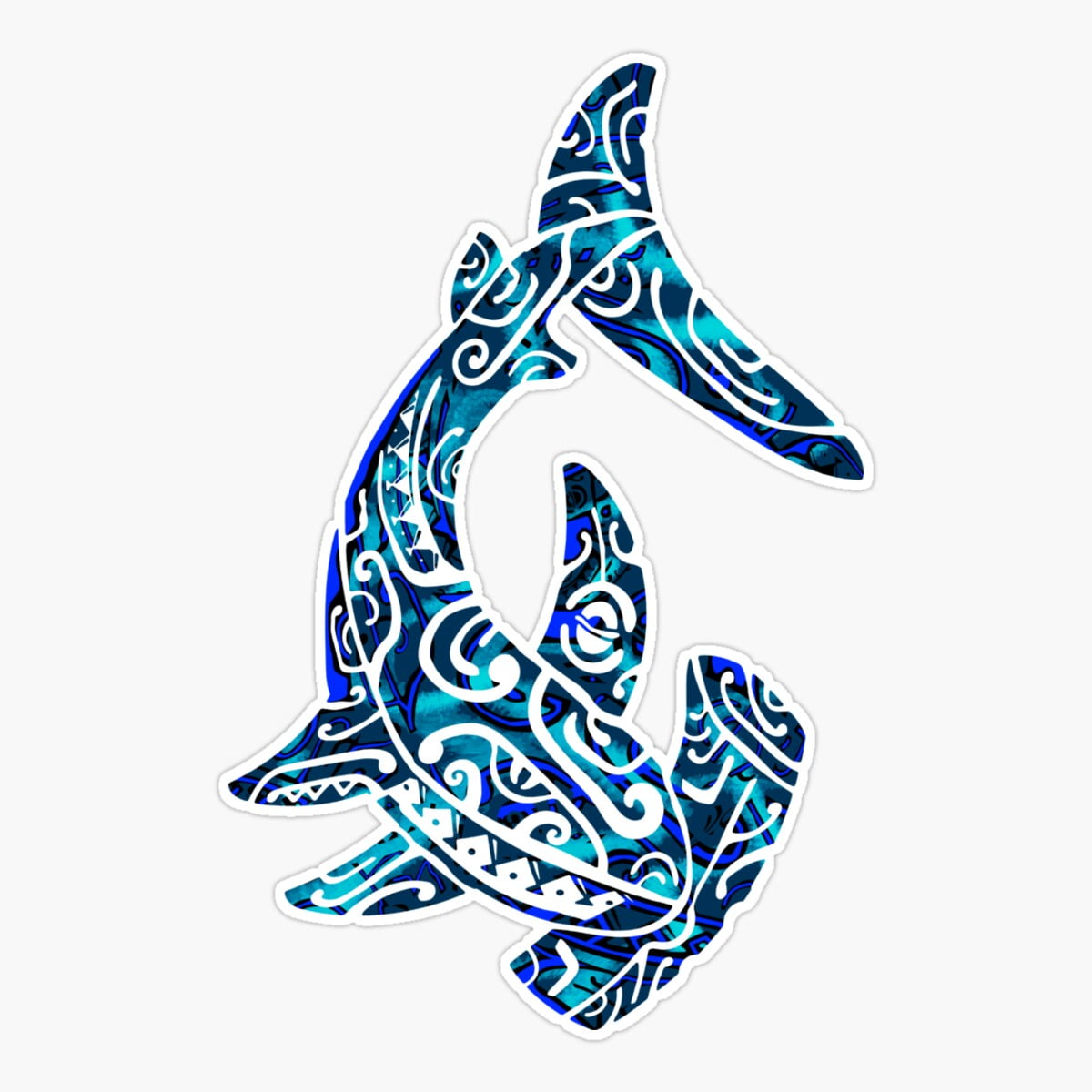 Maneki Vintage Hawaiian Tribal Hammerhead Shark Sticker, Phone Decal ...