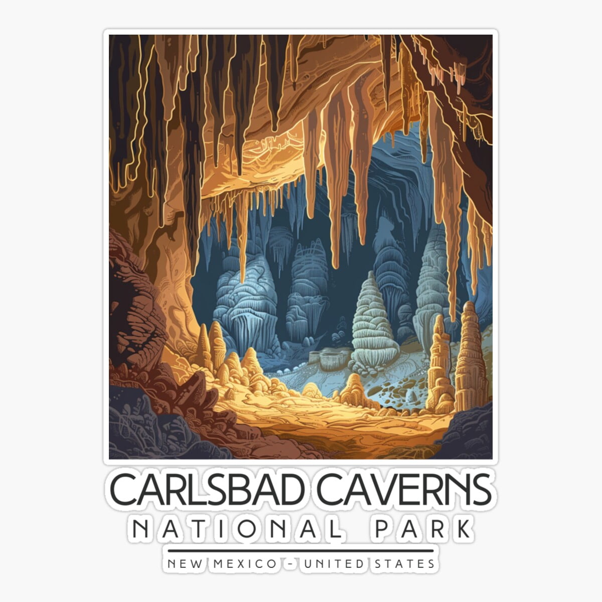 Maneki A Vintage Illustration O Carlsbad Caverns National Park - New ...