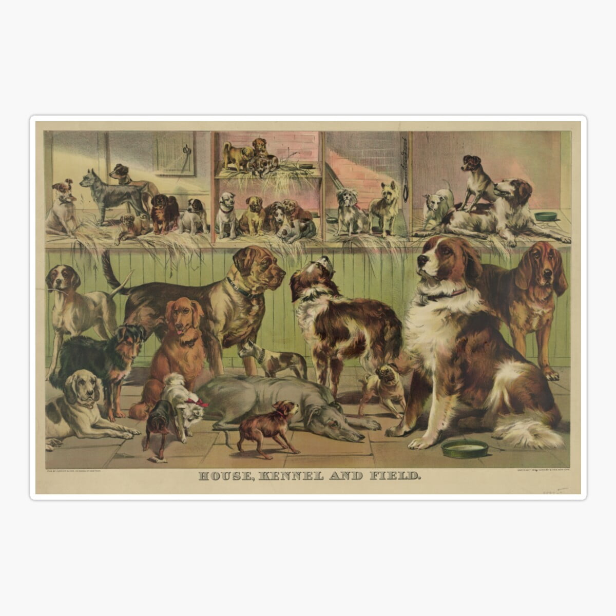 Maneki Vintage Illustration Of Various Dog Breeds (1893) Sticker, Phone ...