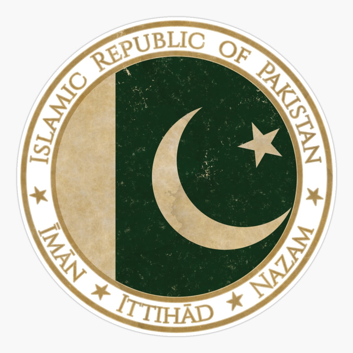 Maneki Vintage Islamic Republic Of Pakistan Asia Asian Flag Sticker ...