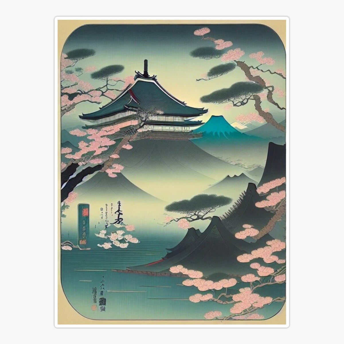 Maneki Vintage Japanese Art Sticker, Phone Decal Water Bottle Stickers ...