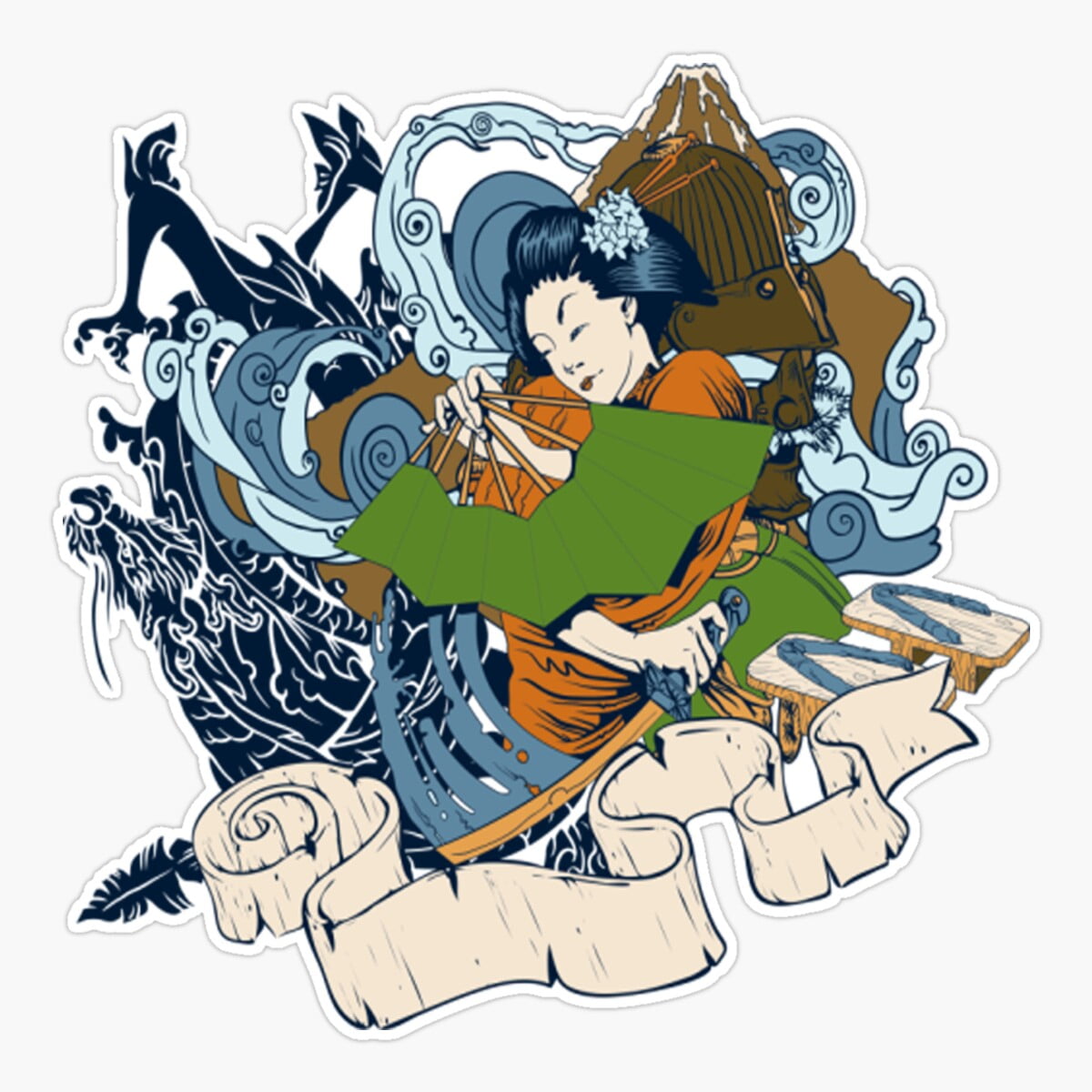 Maneki Vintage Japanese Culture Sticker, Phone Decal Water Bottle ...