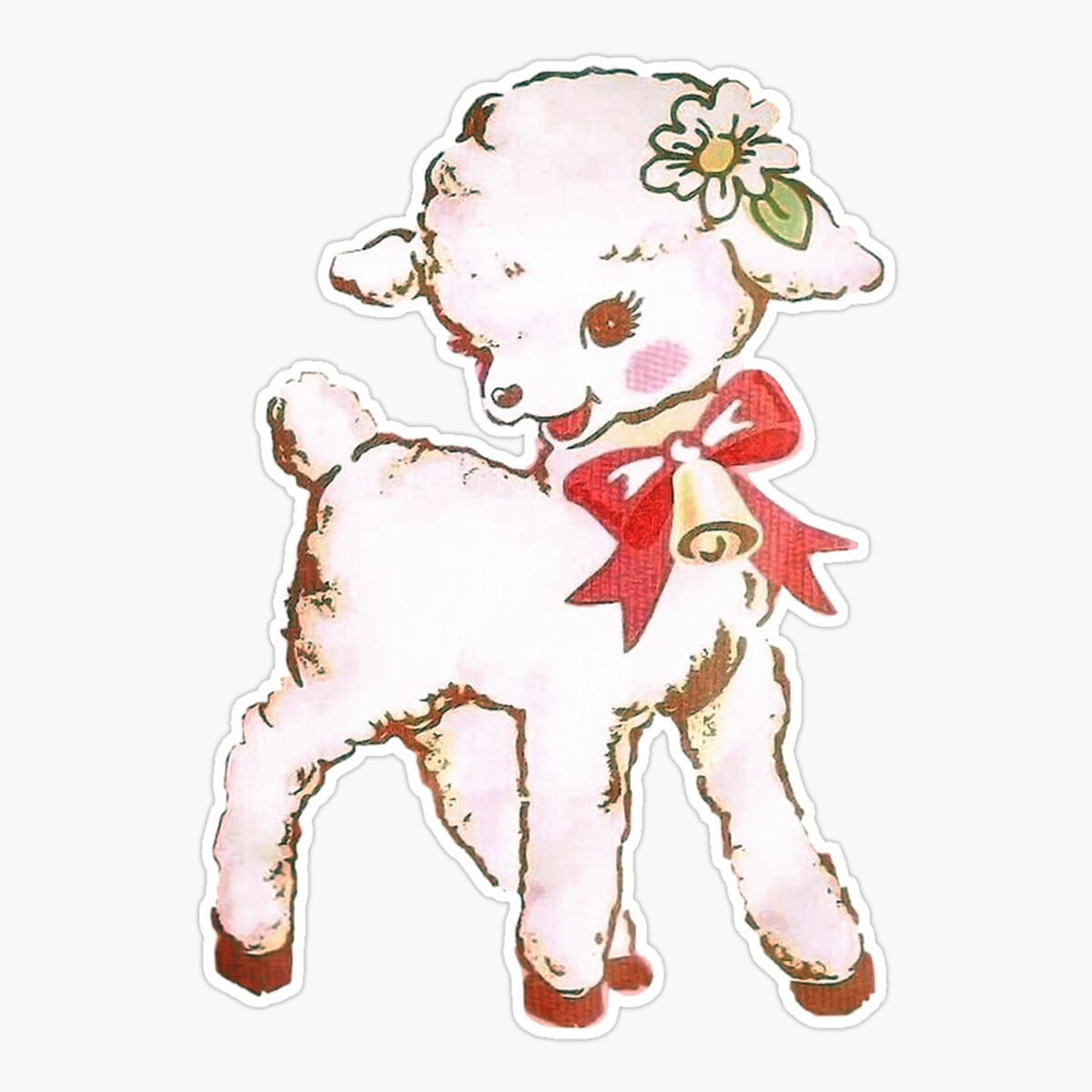 Maneki Vintage Kawaii Kitsch Cute Baby Lamb Sticker, Phone Decal Water ...