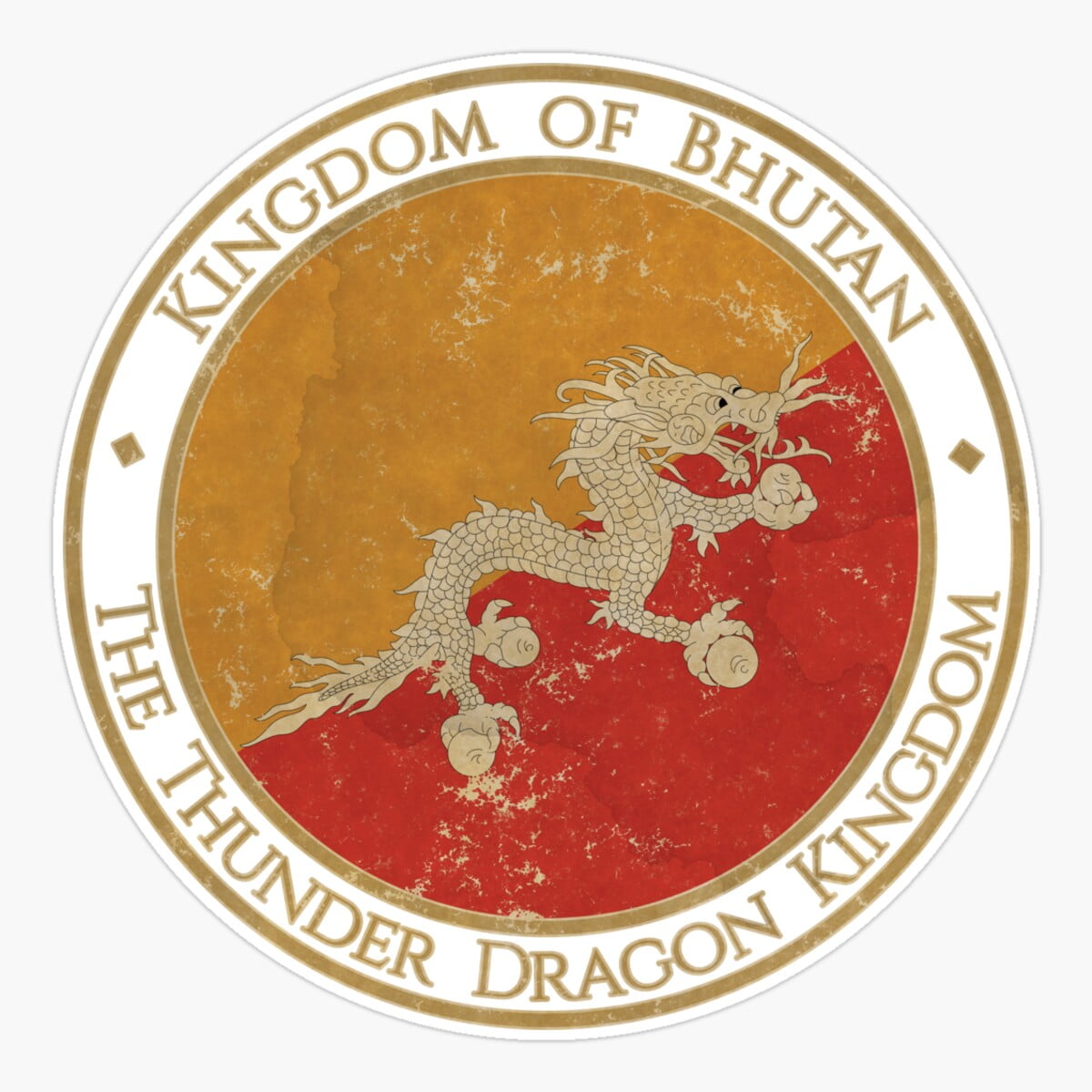 Maneki Vintage Kingdom Of Bhutan Asia Asian Flag Sticker, Phone Decal ...