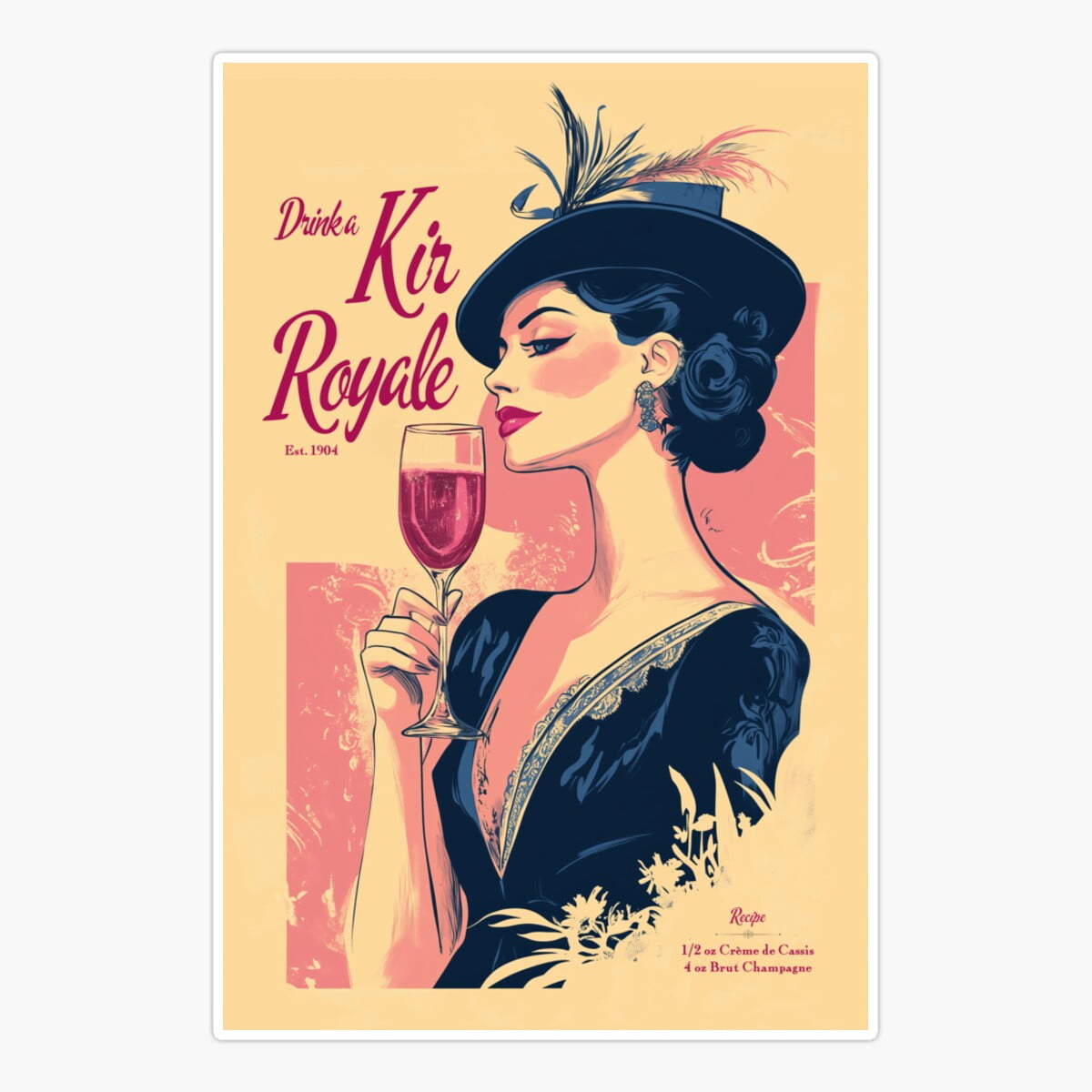 Maneki Vintage Kir Royale Cocktail Recipe Poster - Emily In Paris ...