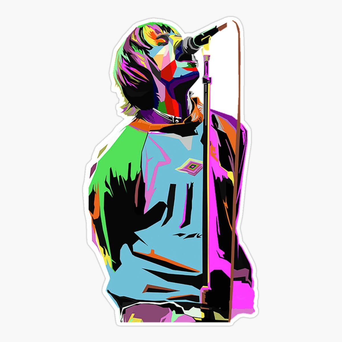 Maneki Vintage Liam Gallagher Art Sticker, Phone Decal Water Bottle ...