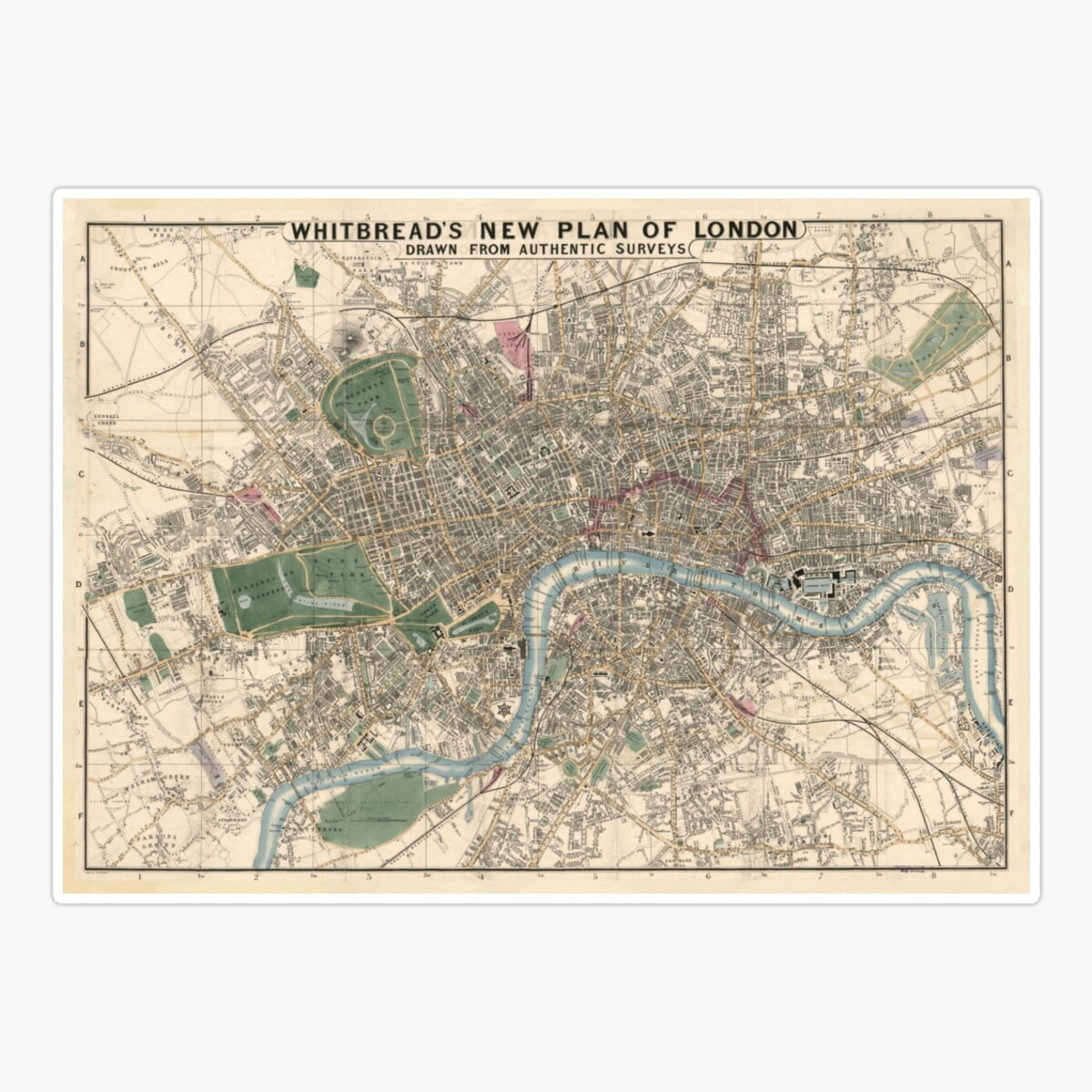 Maneki Vintage London England Map (1853) Sticker, Phone Decal Water ...