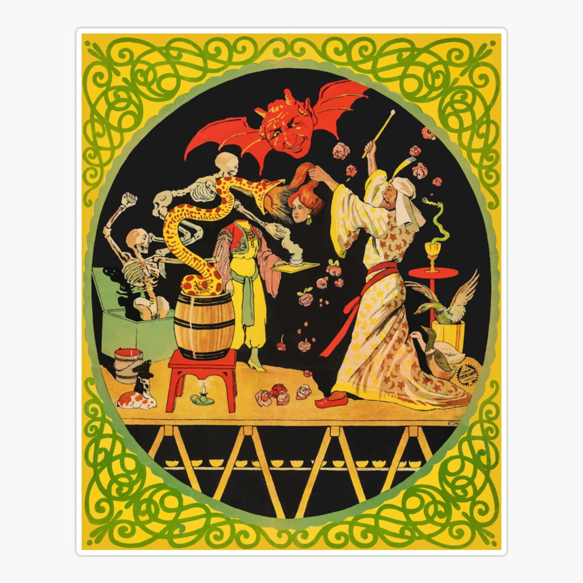 Maneki Vintage Magician Poster Rom The 1800S Er, Phone Decal Water ...