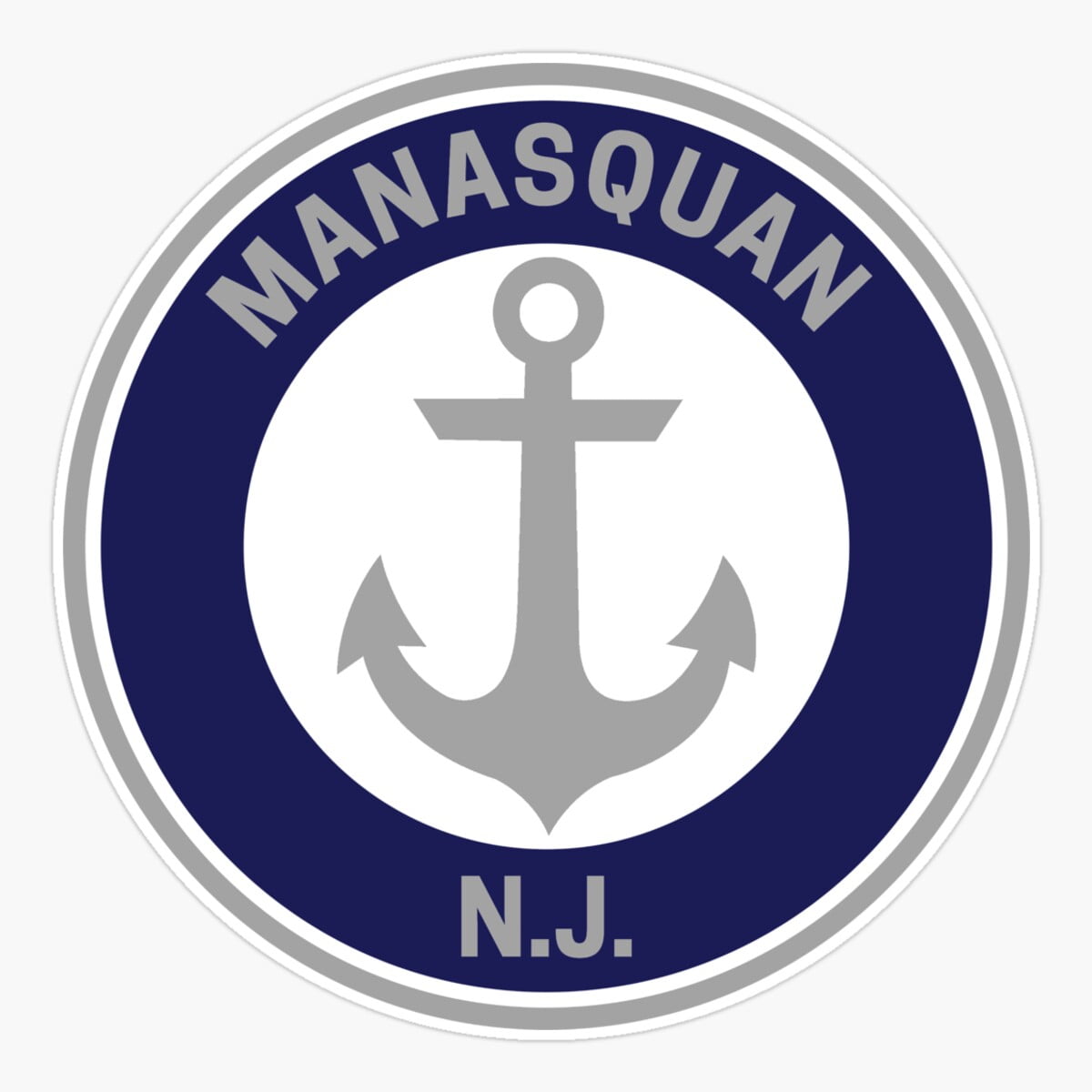 Maneki Vintage Manasquan New Jersey Anchor Sticker, Phone Decal Water ...