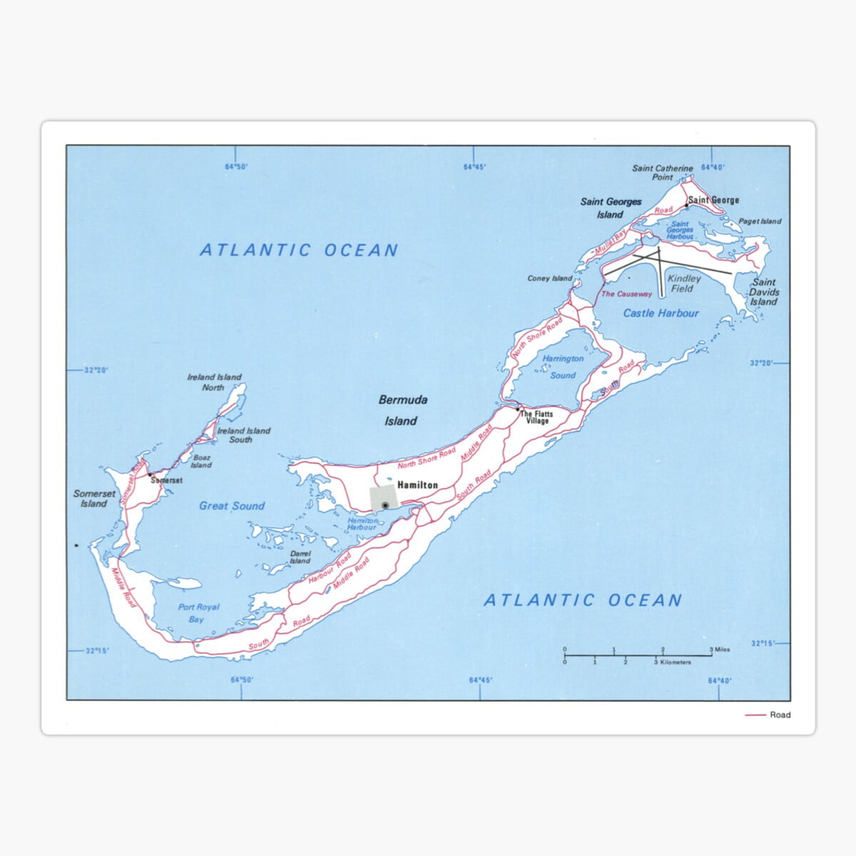 Maneki Vintage Map O Bermuda (1976) Sticker, Phone Decal Water Bottle ...