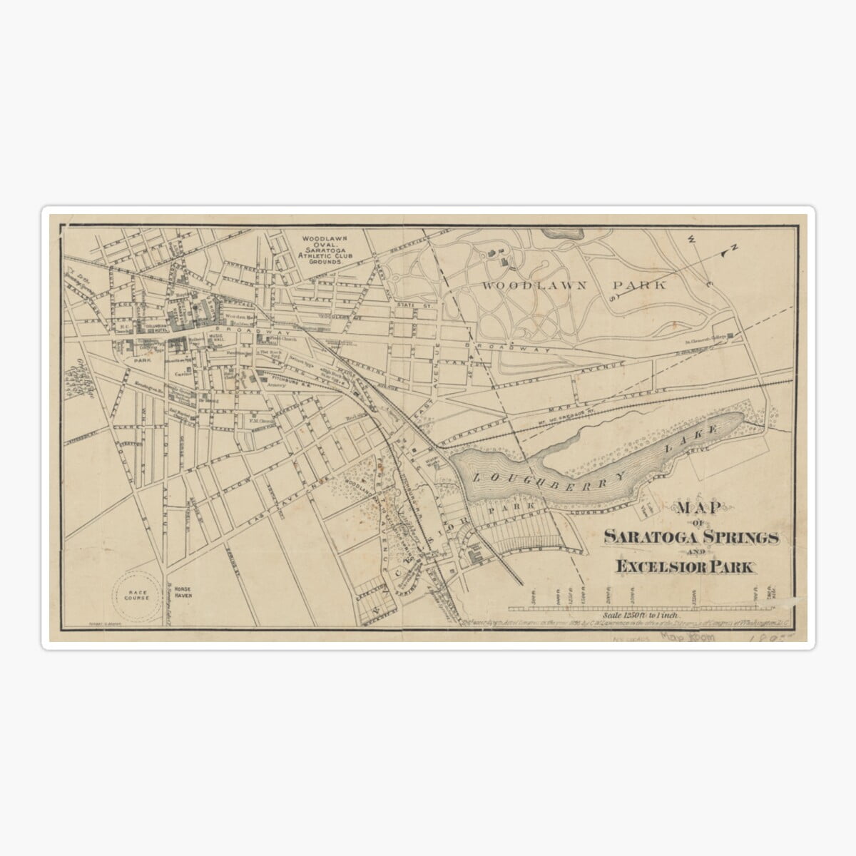 Maneki Vintage Map O Saratoga Springs Ny (1895) Sticker, Phone Decal ...