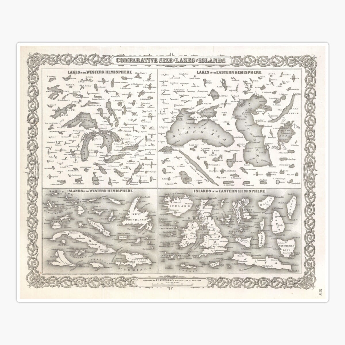 Maneki Vintage Map O The Lakes And Islands O The World Sticker, Phone ...