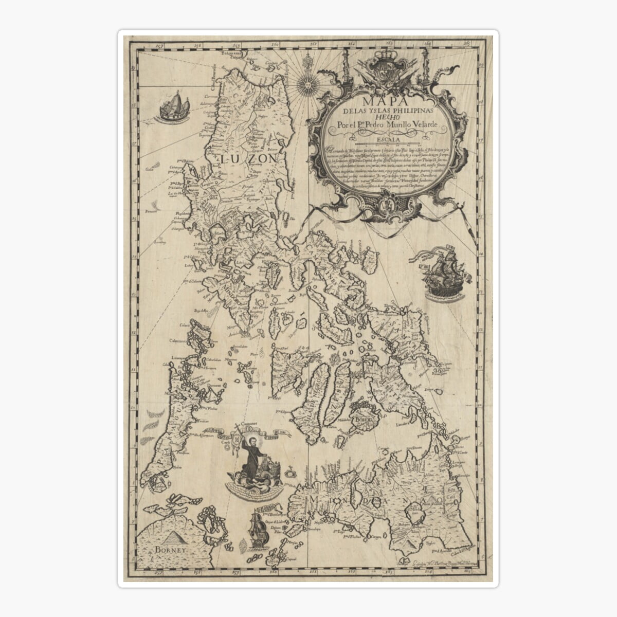 Maneki Vintage Map O The Philippines (1744) Sticker, Phone Decal Water ...