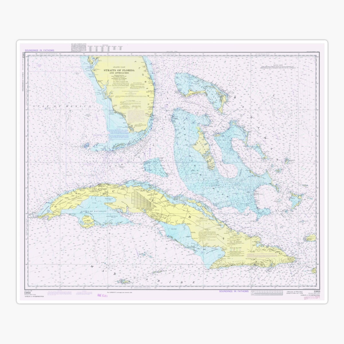 Maneki Vintage Map O The Straits O Lorida (1976) Sticker, Phone Decal ...
