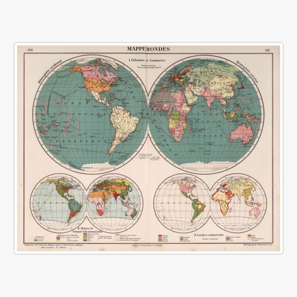 Maneki Vintage Map O The World (1921) Sticker, Phone Decal Water Bottle ...