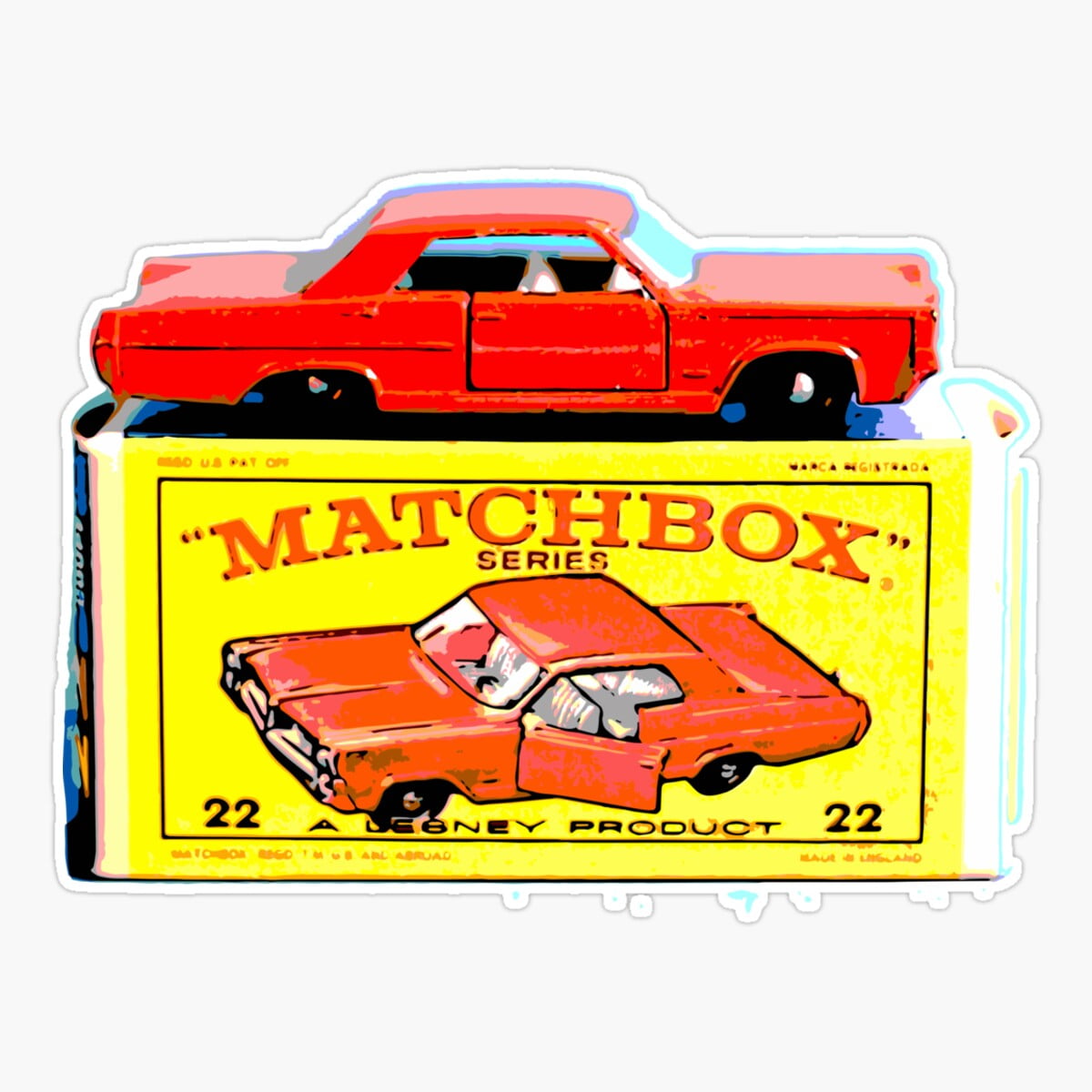 Maneki Vintage Matchbox Lesney Toy Pontiac 1964 Sticker, Phone Decal ...