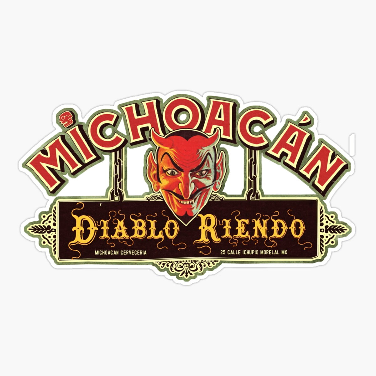 Maneki Vintage Michoacan Beer Sticker, Phone Decal Water Bottle ...