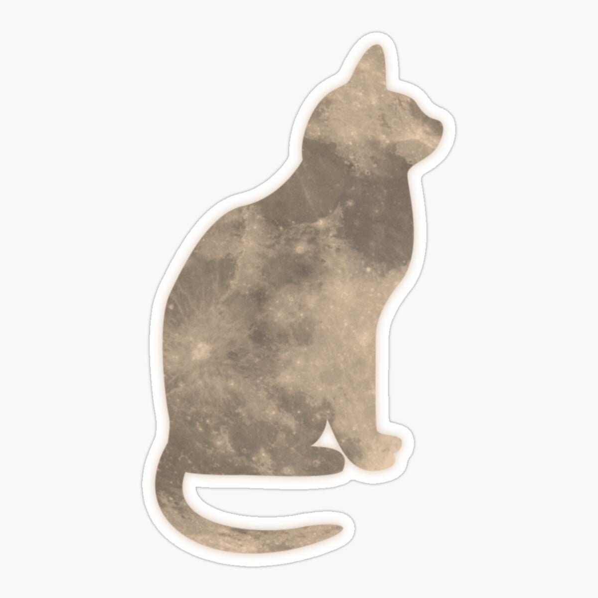 Maneki Vintage Moon Cat Silhouette Sticker, Phone Decal Water Bottle ...