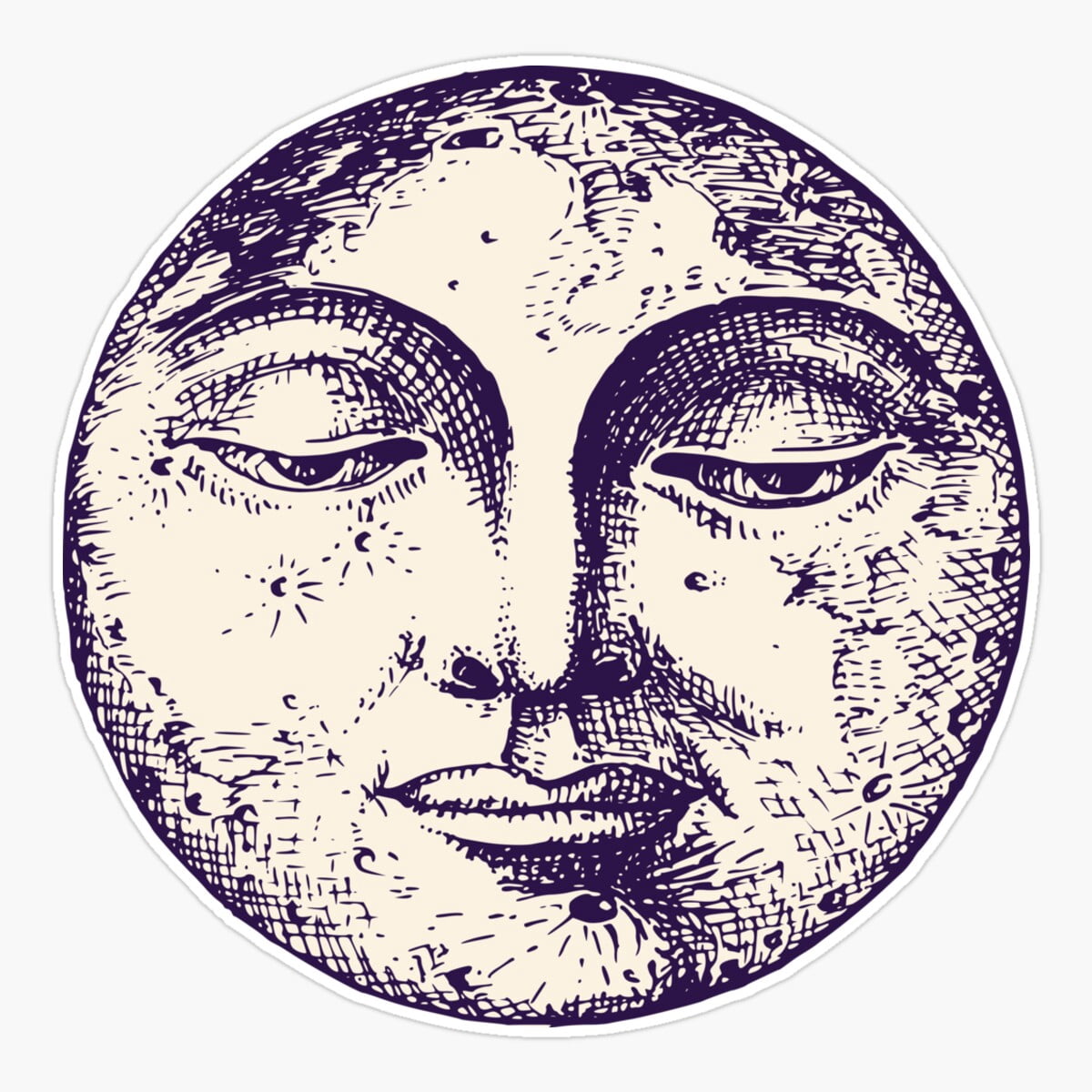 Maneki Vintage Moon - Whimsigoth Sticker, Phone Decal Water Bottle ...