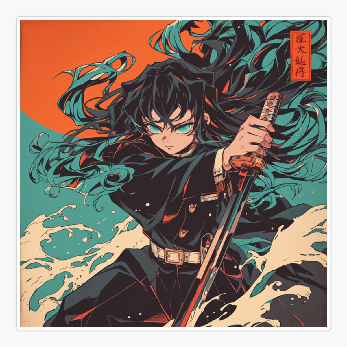 Maneki Vintage Muichiro Tokito Sticker Sticker, Phone Decal Water ...