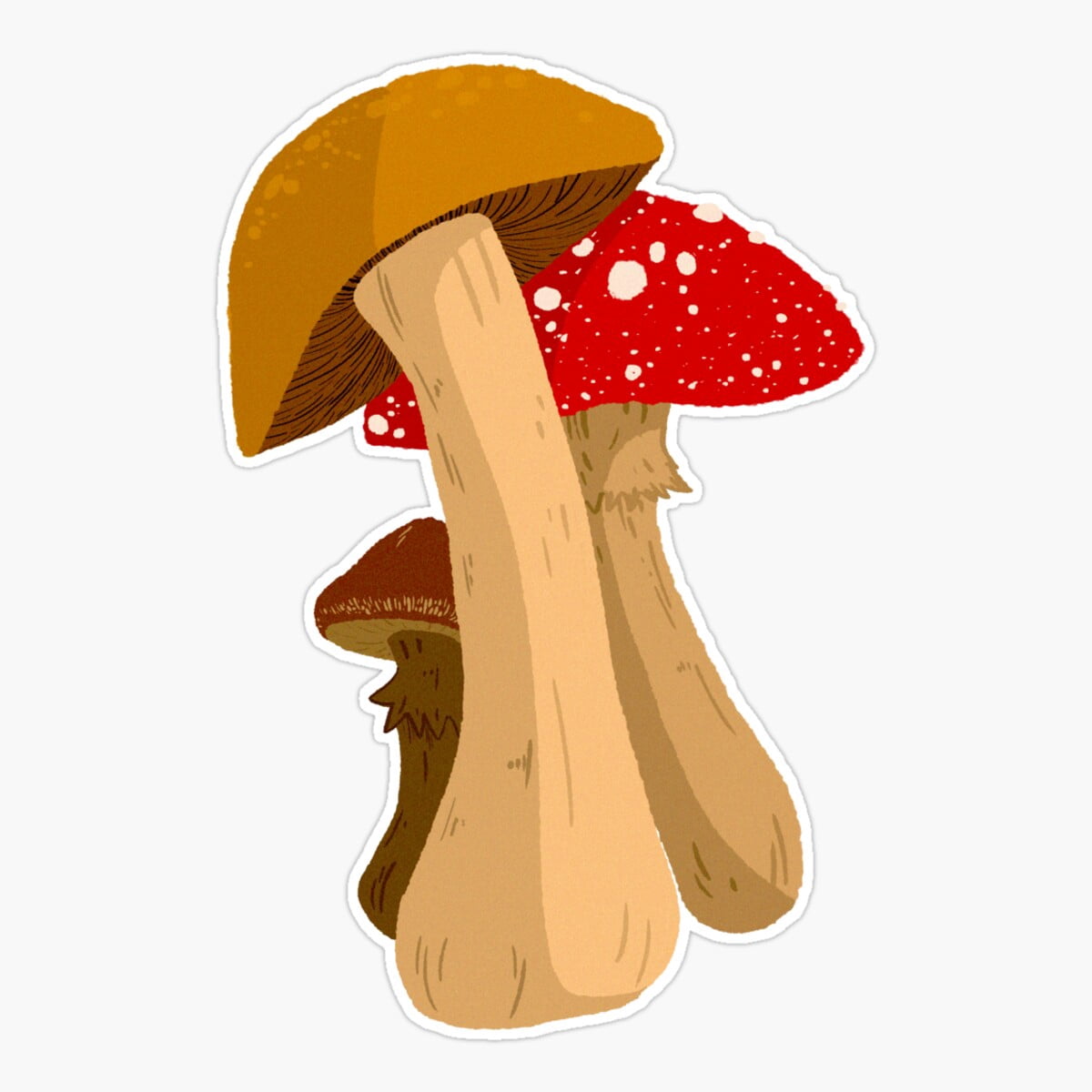 Maneki Vintage Mushroom Trio Sticker, Phone Decal Water Bottle Stickers ...