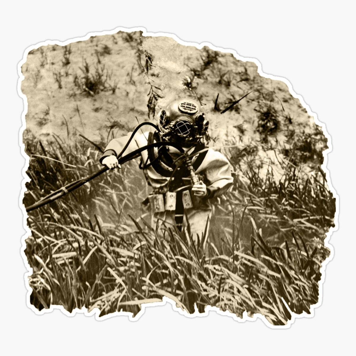 Maneki Vintage Navy Diver With Mark V Diving Helmet Underwater Urm Er ...