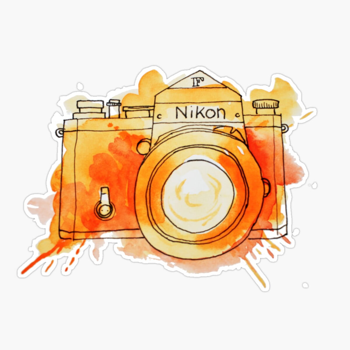 Maneki Vintage Nikon Camera - Orange Sticker, Phone Decal Water Bottle ...