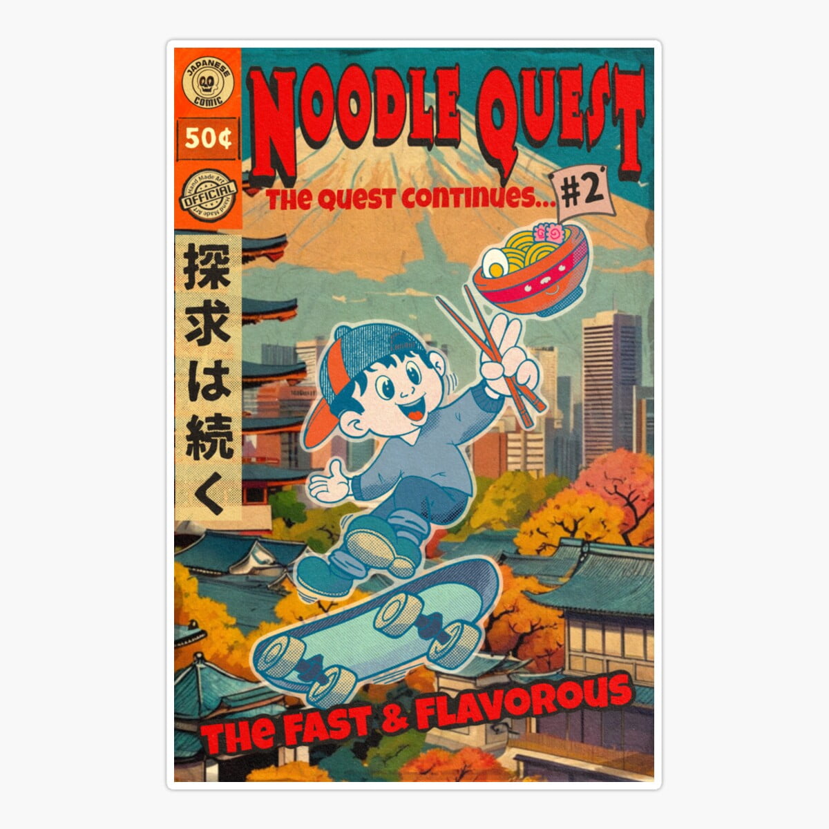 Maneki Vintage Noodle Quest Comic Gaijin Gallery Sticker, Phone Decal ...