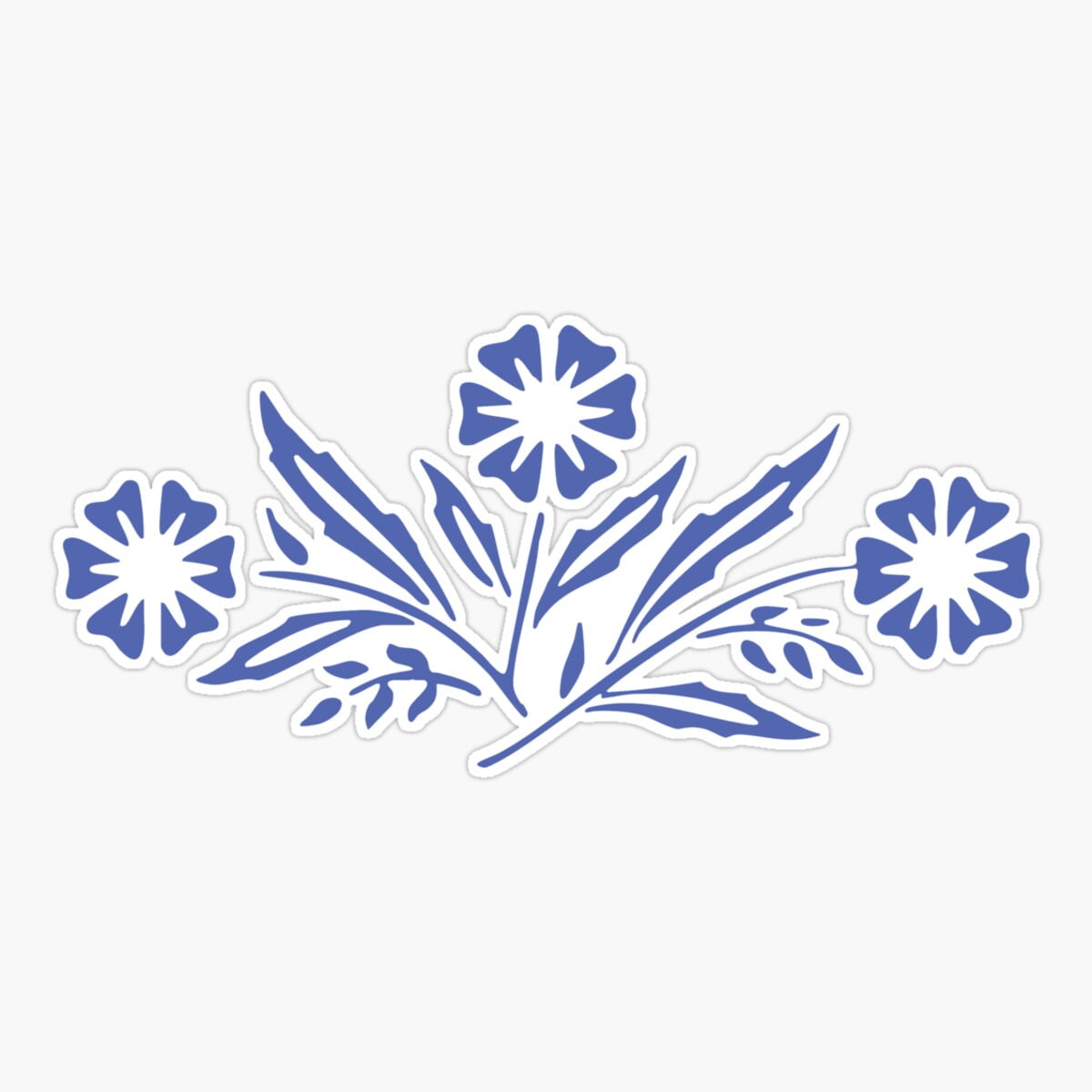 Maneki Vintage Nostalgic Cornflower Dish Pattern Sticker, Phone Decal ...