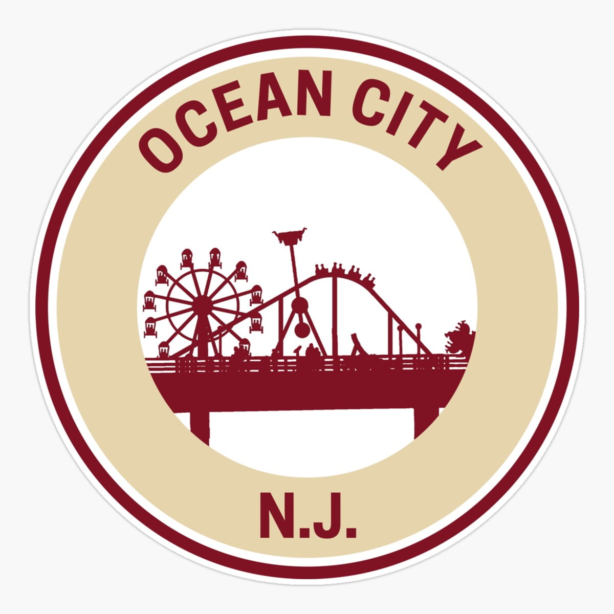 Maneki Vintage Ocean City New Jersey Sticker, Phone Decal Water Bottle ...