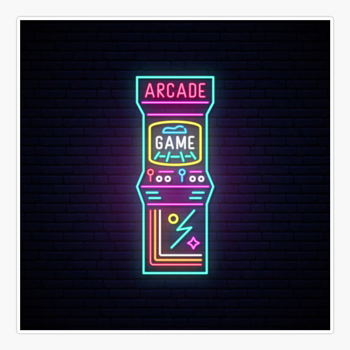 Maneki Vintage, Old Neon Arcade Machine Game Sticker, Phone Decal Water Bottle Stickers Car ...