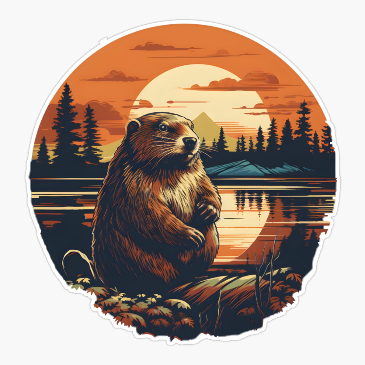 Maneki Vintage Oregon Beaver Illustration | Nature Art From The Pnw ...