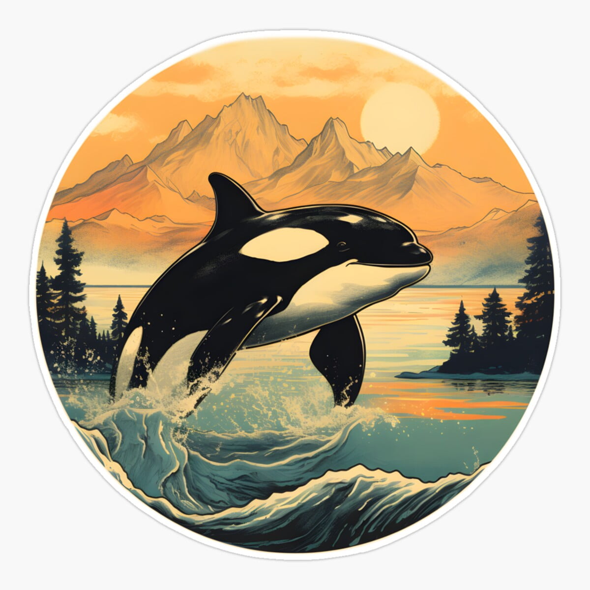 Maneki Vintage Pacific Northwest Orca Illustration | Washington Art ...