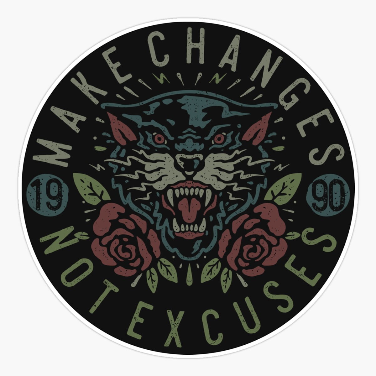 Maneki Vintage Panther Tatttoo Style Art Sticker, Phone Decal Water ...