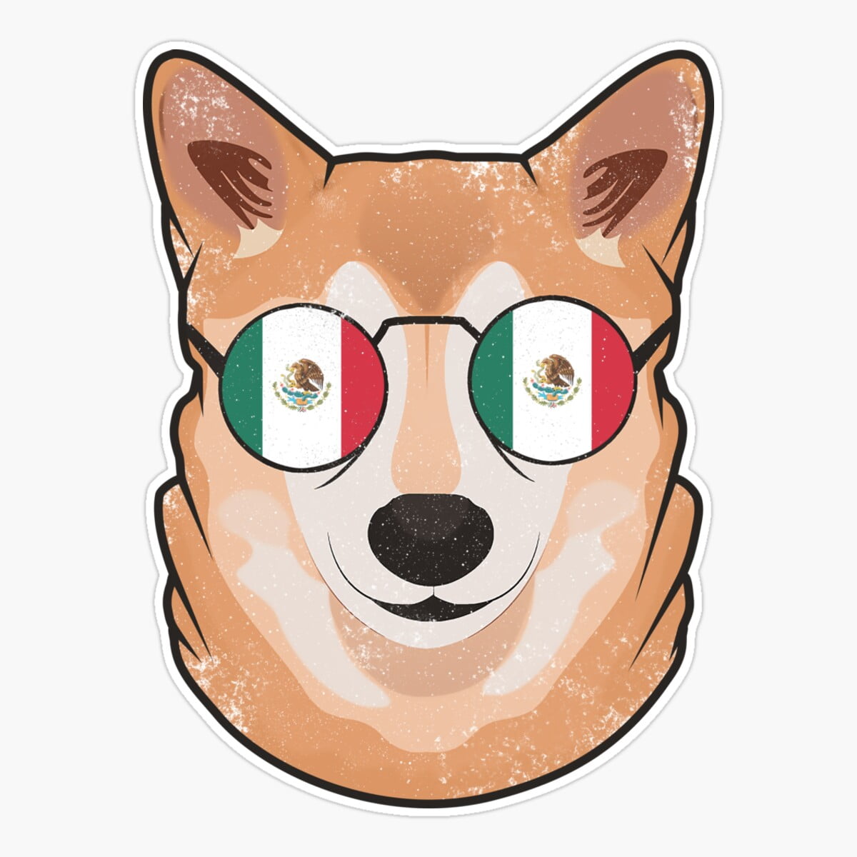 Maneki Vintage Patriotic Shiba Inu Mexican Lag Sticker, Phone Decal ...