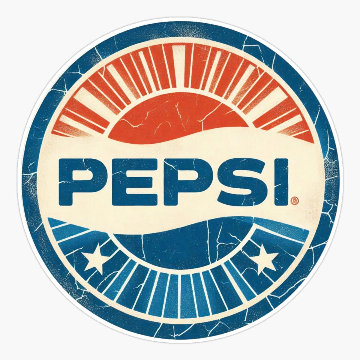Maneki Vintage Pepsi Logo Sun Cracked And Worn Vector Art Sticker ...