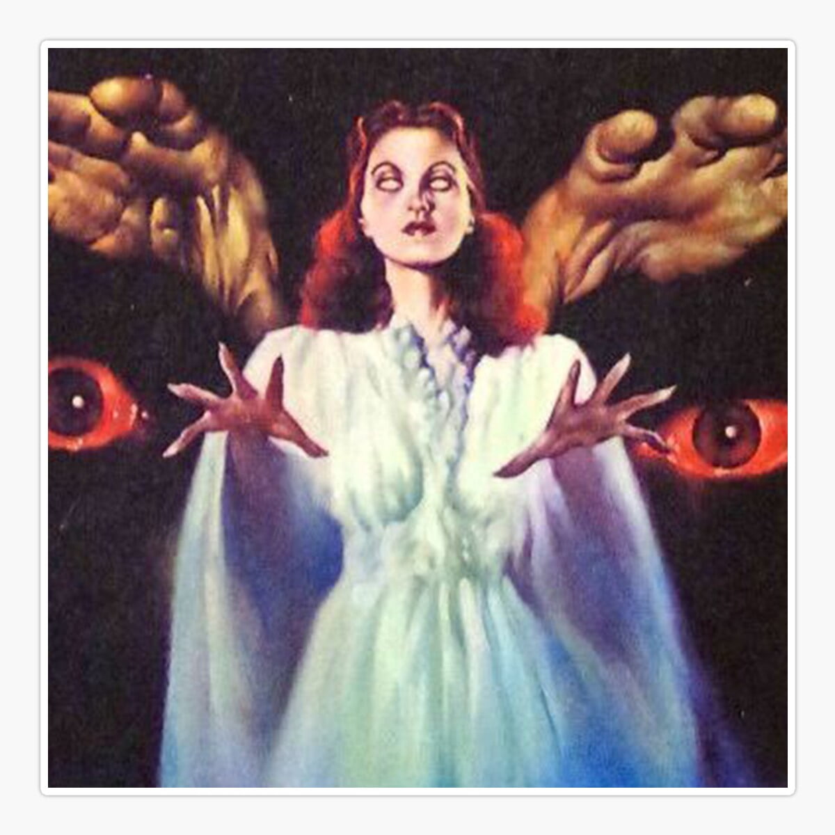 Maneki Vintage Pulp Horror Art Sticker, Phone Decal Water Bottle ...