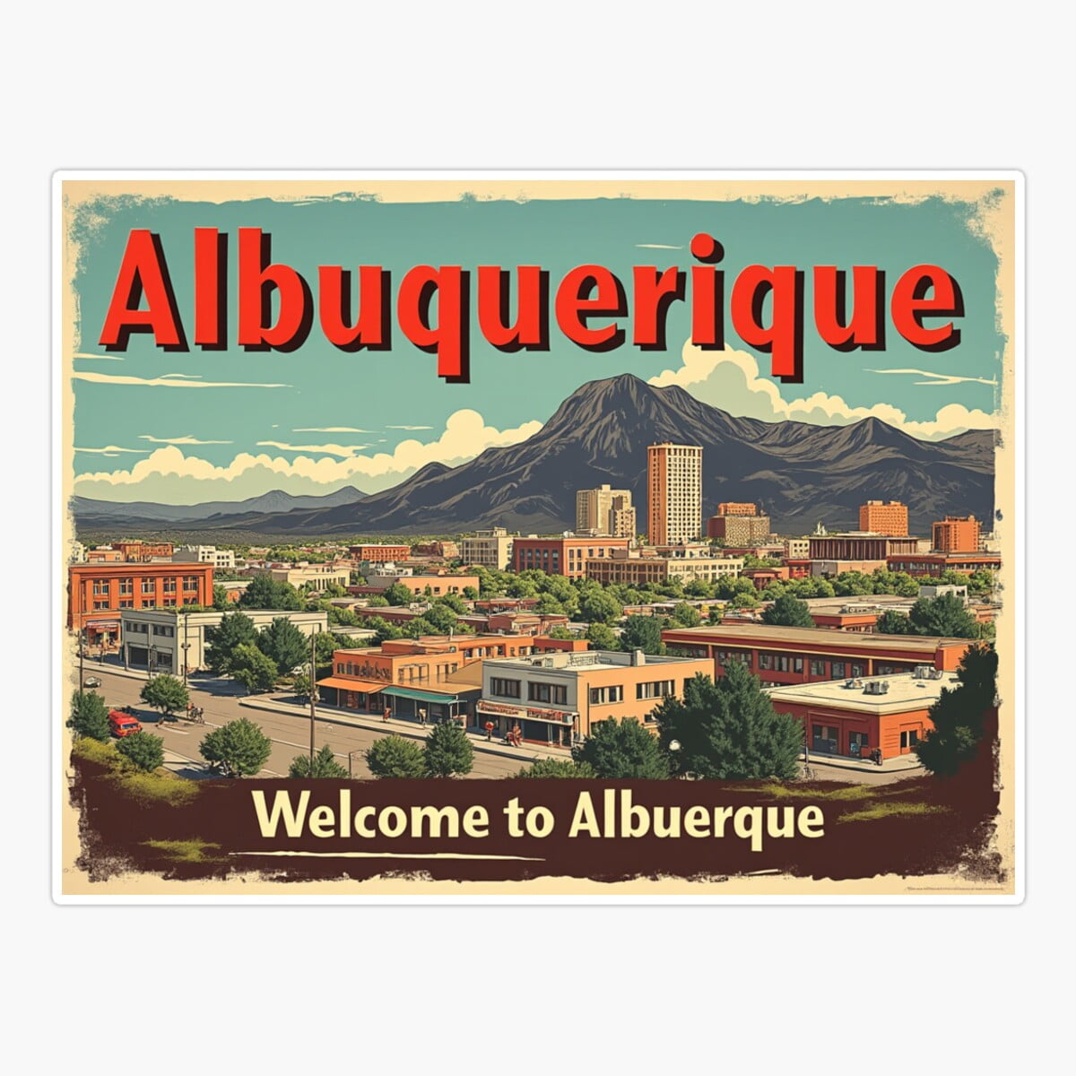 Maneki Vintage Pulp Style Cities Stickers - Albuquerque Sticker, Phone ...