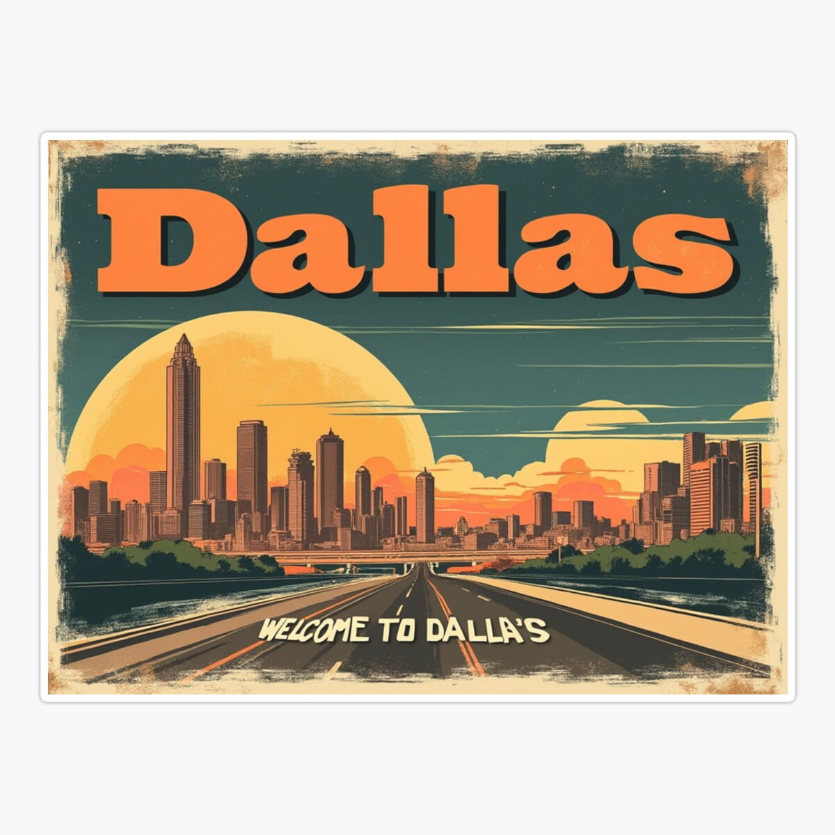 Maneki Vintage Pulp Style Cities Stickers - Dallas Sticker, Phone Decal ...