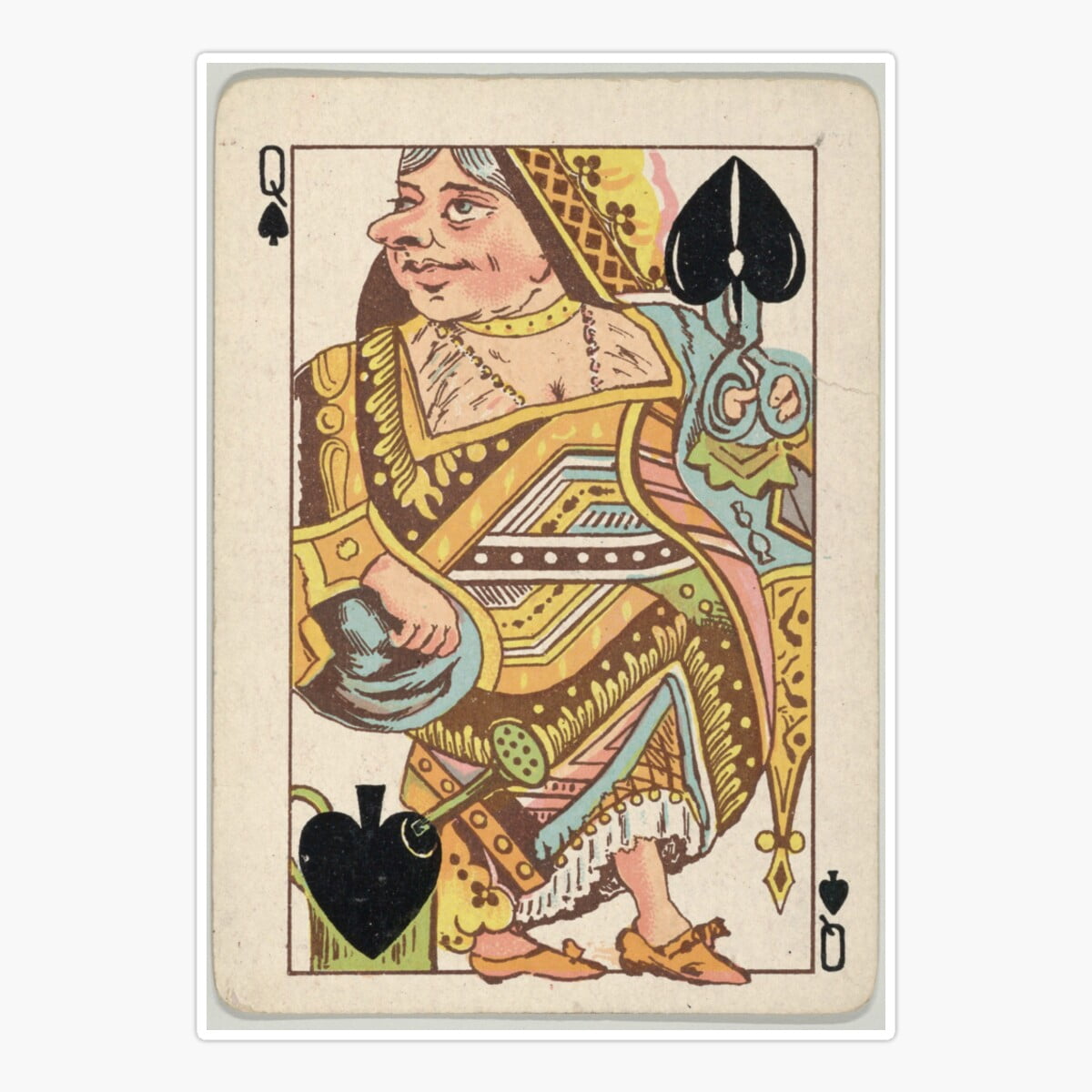 Maneki Vintage Queen Of Spades Playing Card (1889) Sticker, Phone Decal ...