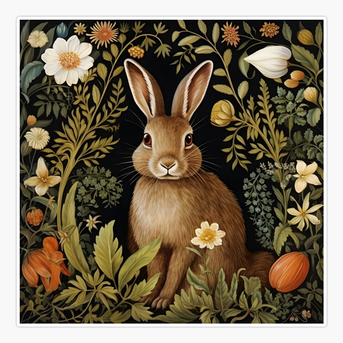 Maneki Vintage Rabbit William Morris Style Sticker, Phone Decal Water ...