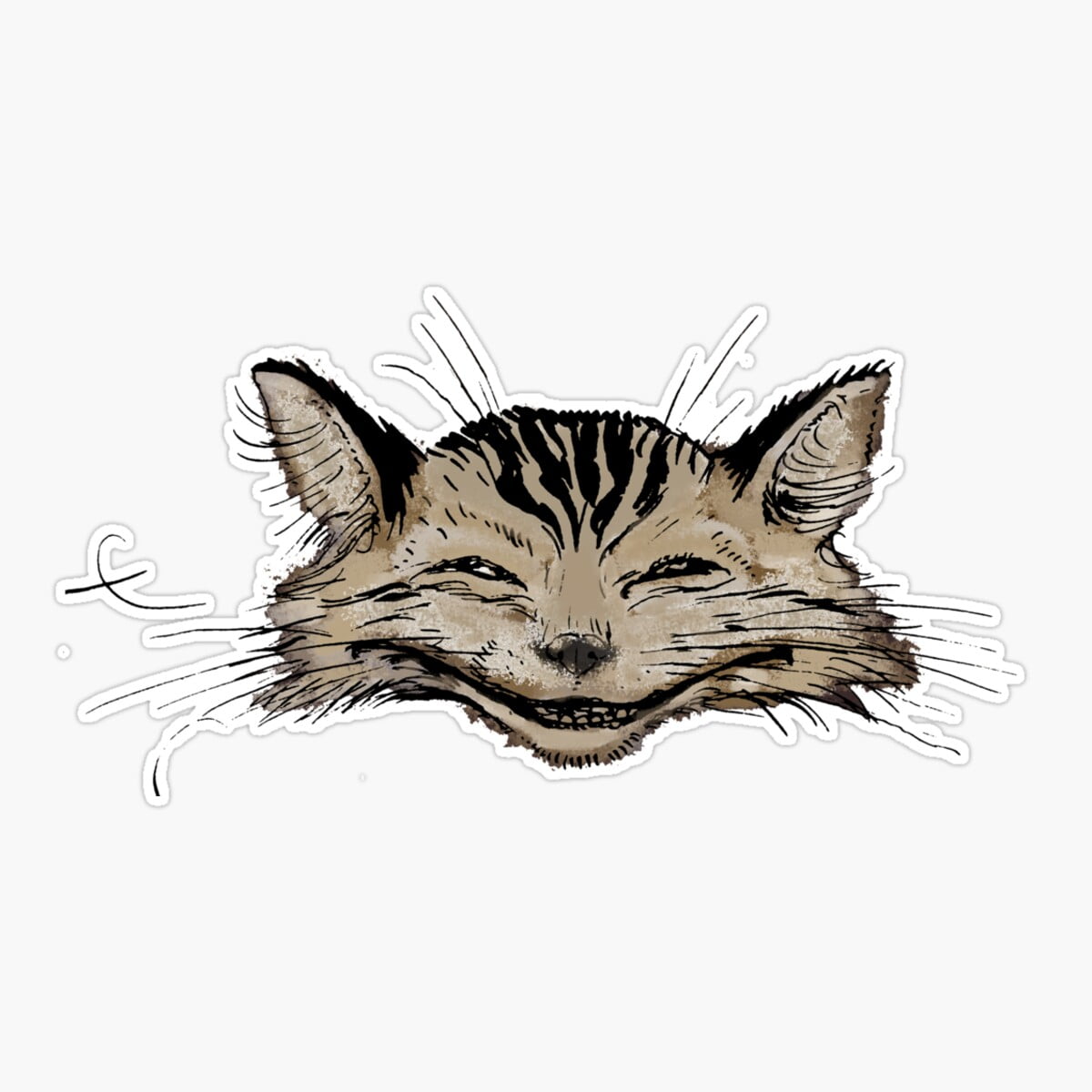 Maneki Vintage Rackham Cheshire Cat Face Sticker, Phone Decal Water ...
