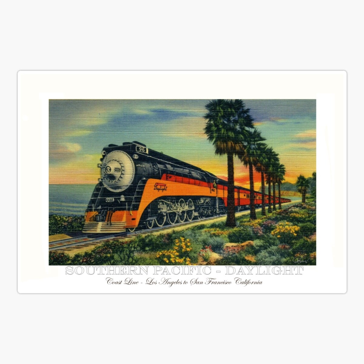 Maneki Vintage Railroad Art - Southern Pacific Daylight - Coast Line ...