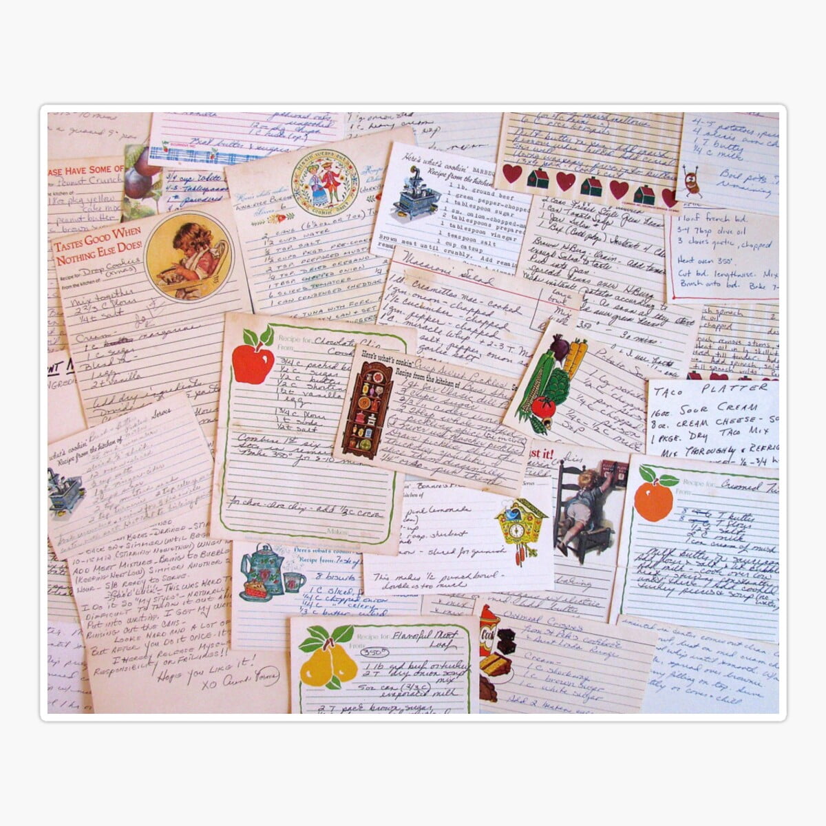 Maneki Vintage Recipe Cards Sticker, Phone Decal Water Bottle Stickers ...