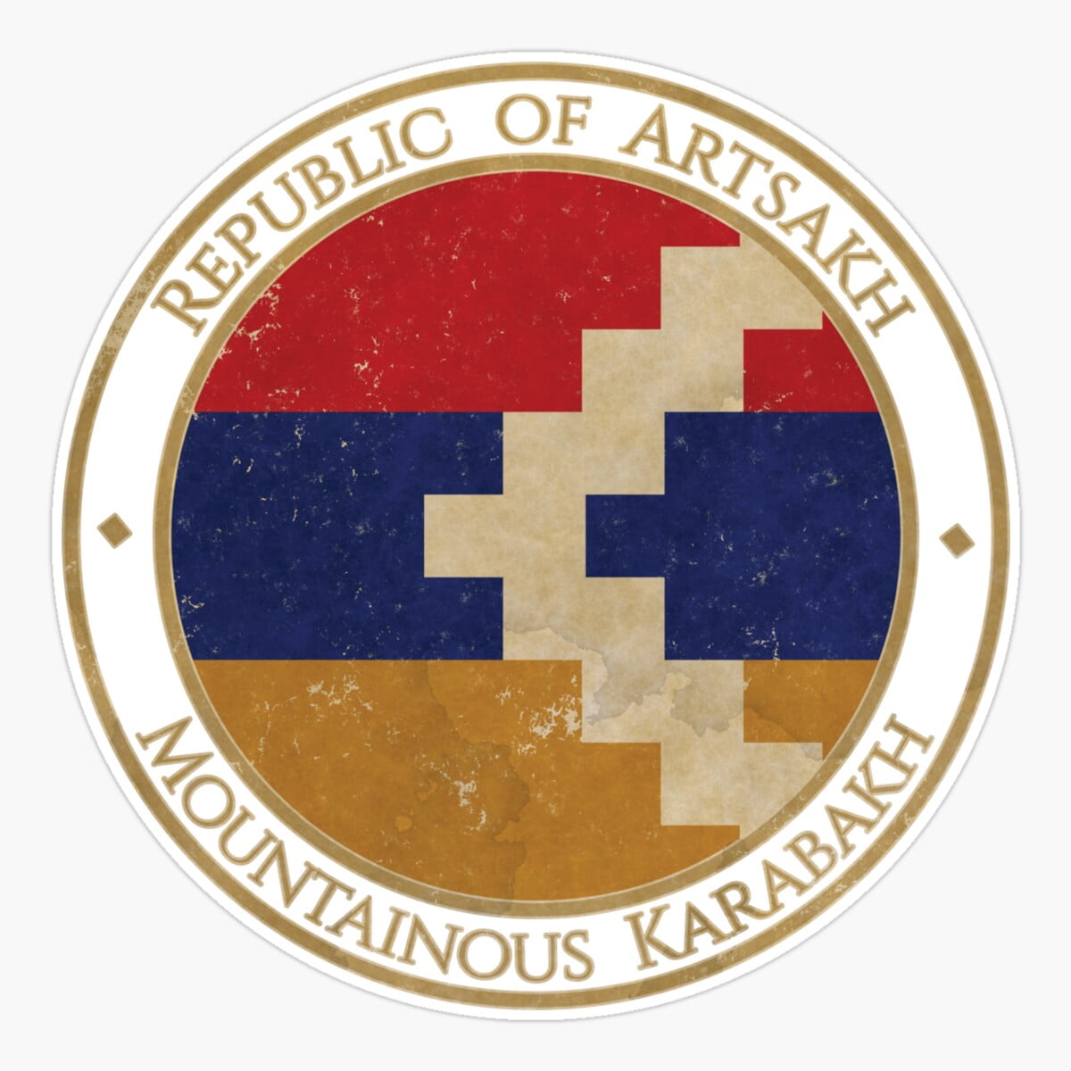 Maneki Vintage Republic Of Artsakh Asia Asian Flag Sticker, Phone Decal ...