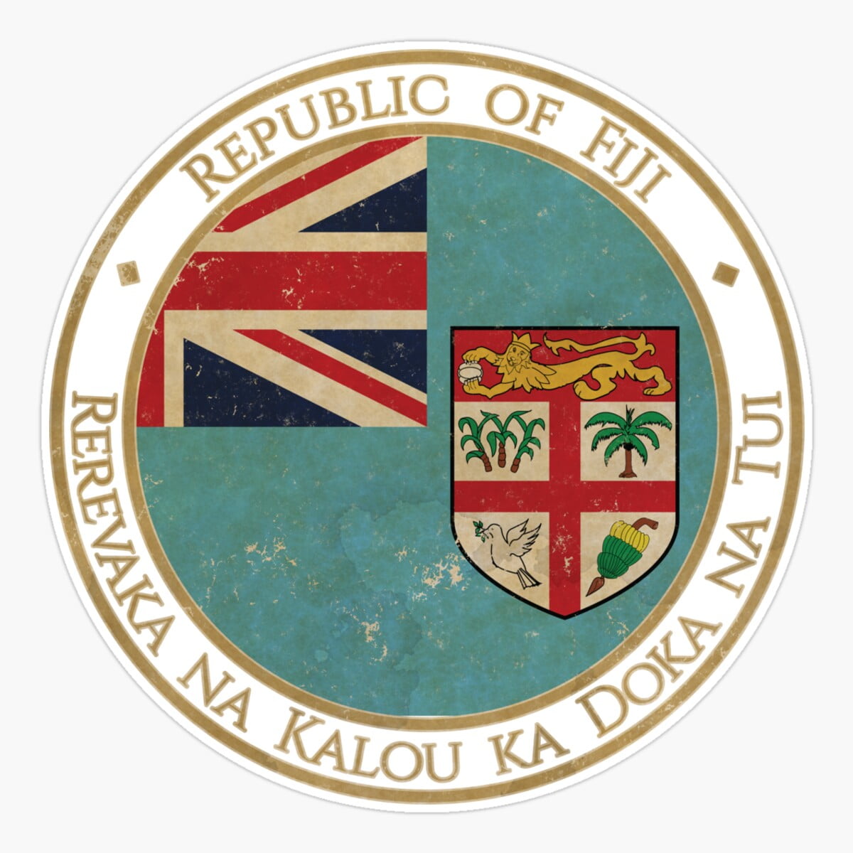 Maneki Vintage Republic Of Fiji Oceania Oceanian Flag Sticker, Phone ...