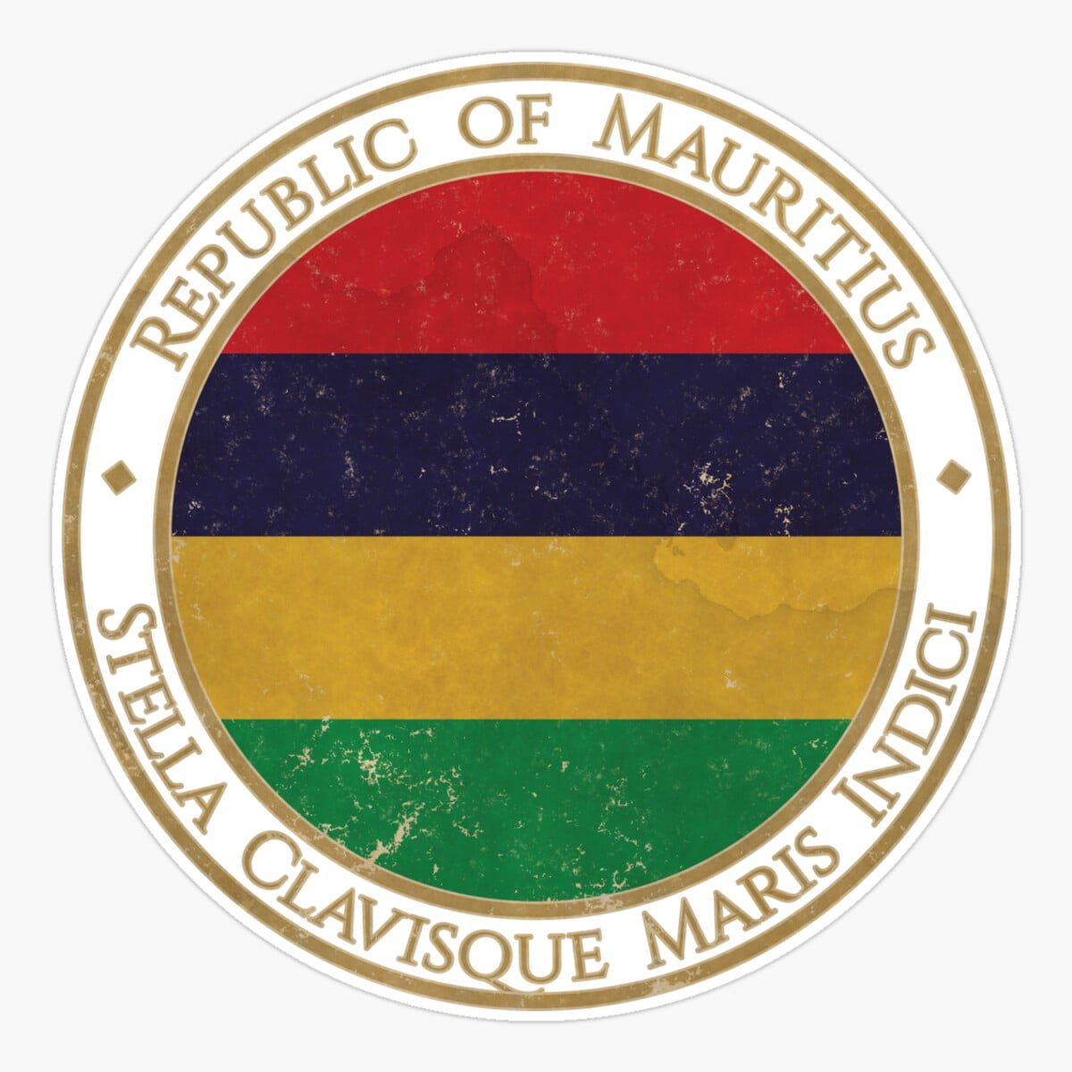 Maneki Vintage Republic Of Mauritius Africa African Flag Sticker, Phone ...