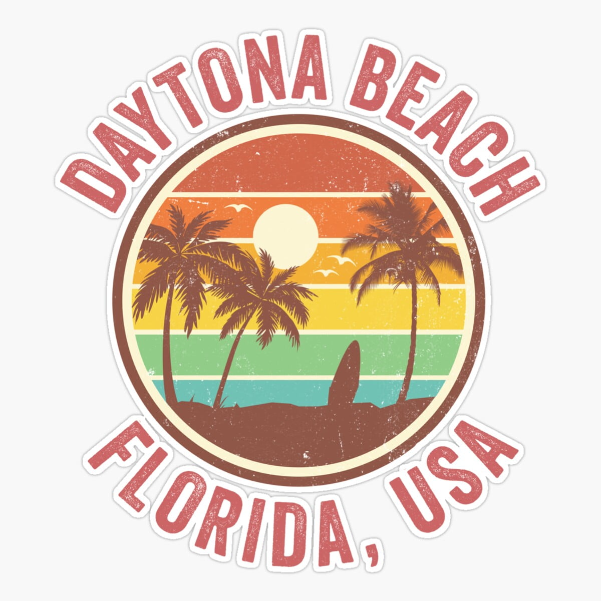 Maneki Vintage Retro Daytona Beach Florida Sticker, Phone Decal Water ...